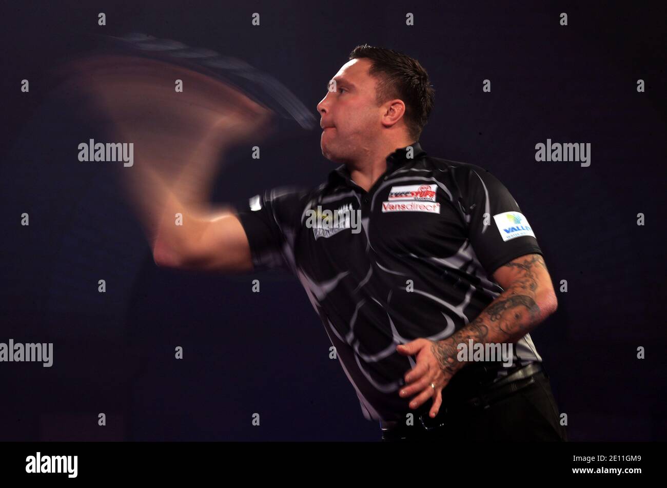Gerwyn Price in action during the final against Gary Anderson on day ...