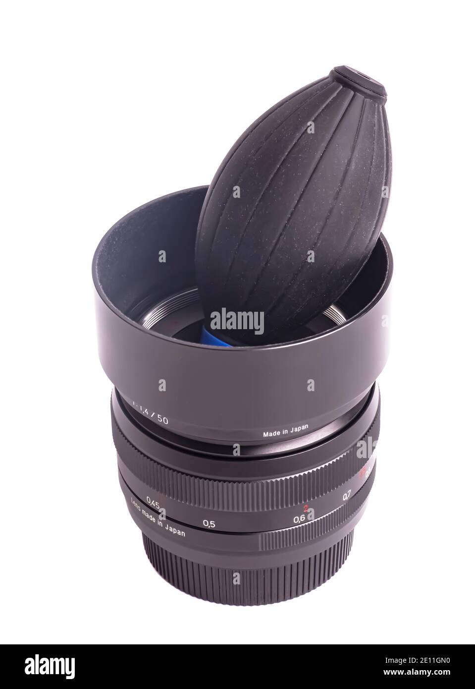 Air blower with camera lens Isolated on a white background Stock Photo ...