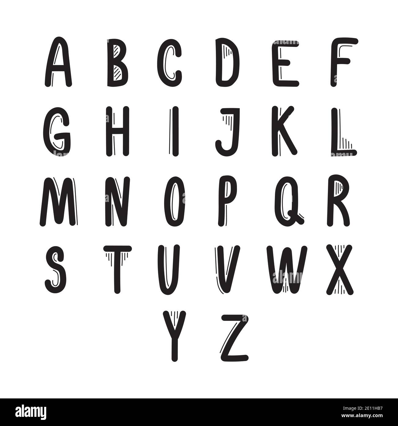 Hand drawn font style alphabet with line elements. Sans Serif. Drawn by ...