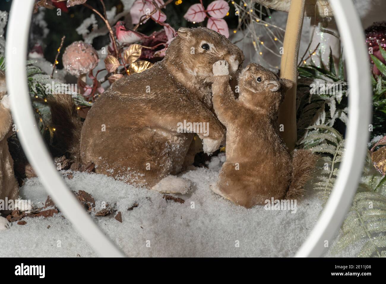 toy squirrel on the snow. Christmas installation. high quality Stock ...