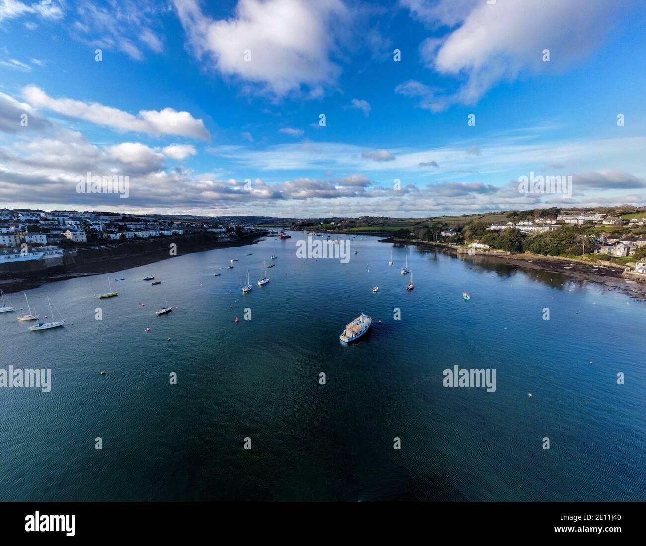 Falmouth harbour from above cornwall England uk aerial drone photograph ...