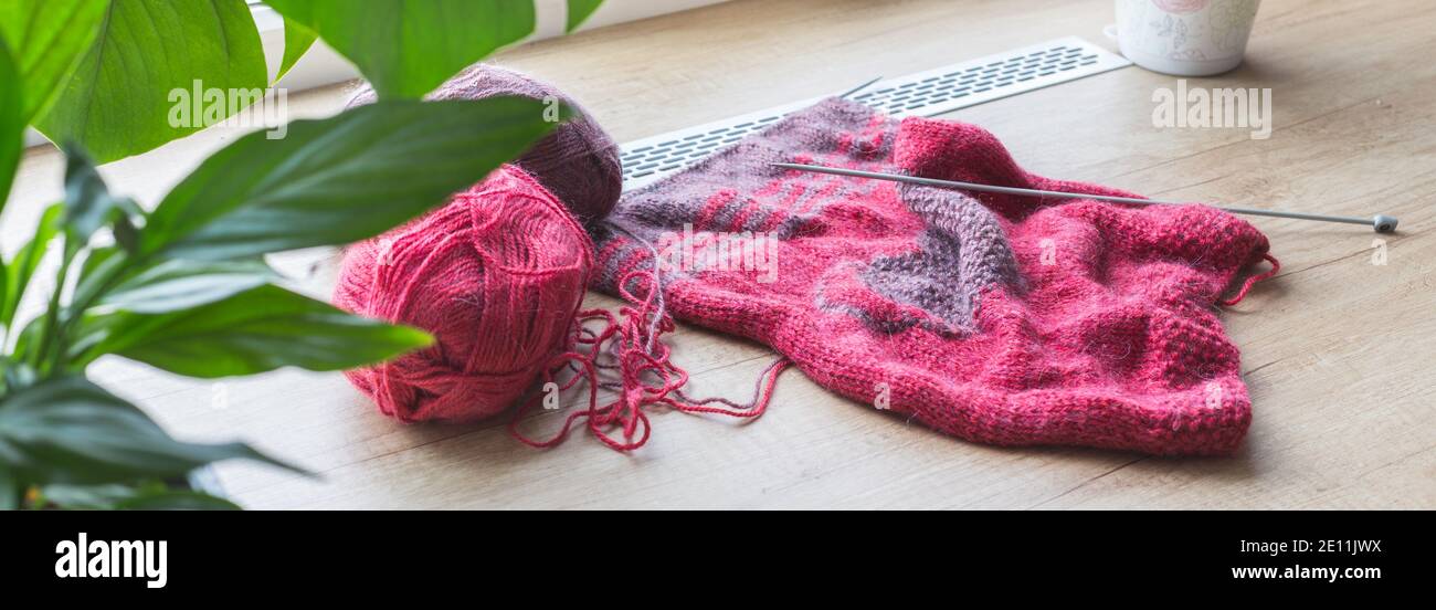 The concept of home comfort and warmth, hobbies, handicrafts ...