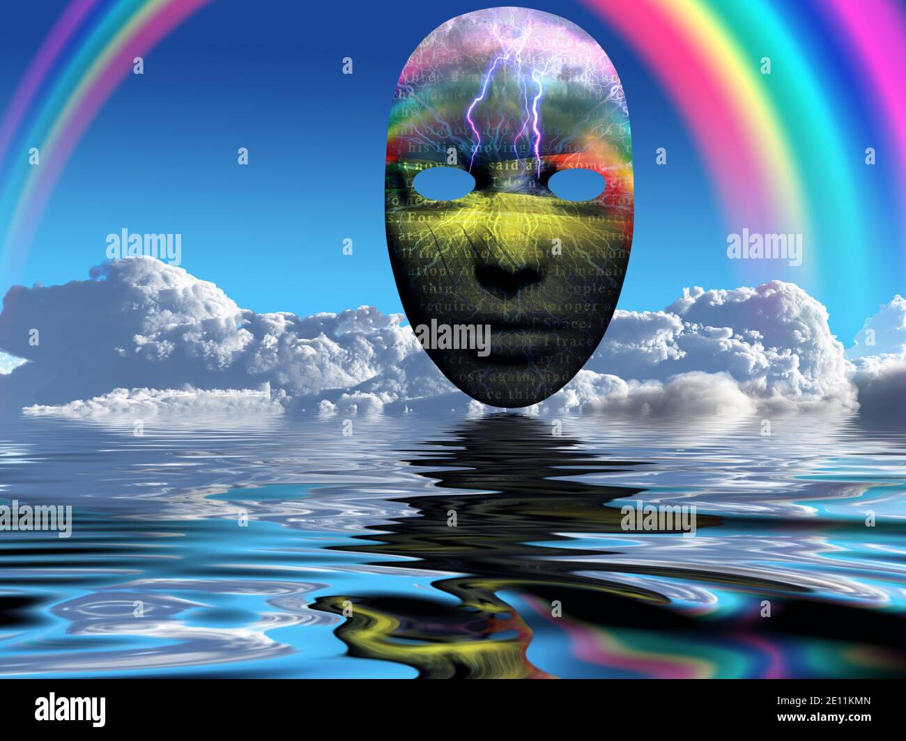 face with landscape and storm. 3D rendering Stock Photo - Alamy