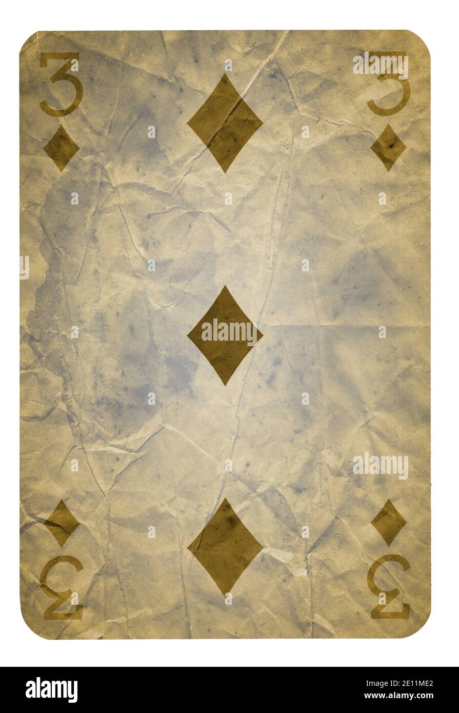 Vintage playing cards of Diamond suit, isolated on white background ...