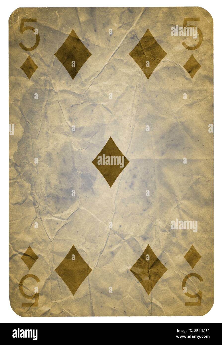 Vintage playing cards of Diamond suit, isolated on white background ...