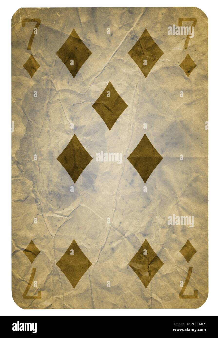 Vintage playing cards of Diamond suit, isolated on white background ...