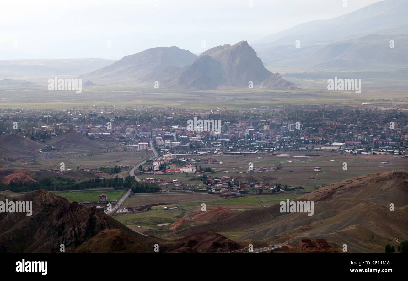 Town of Dogubeyazit from Ishak Pasha Palace, Agri, Turkey. Dogubeyazit ...