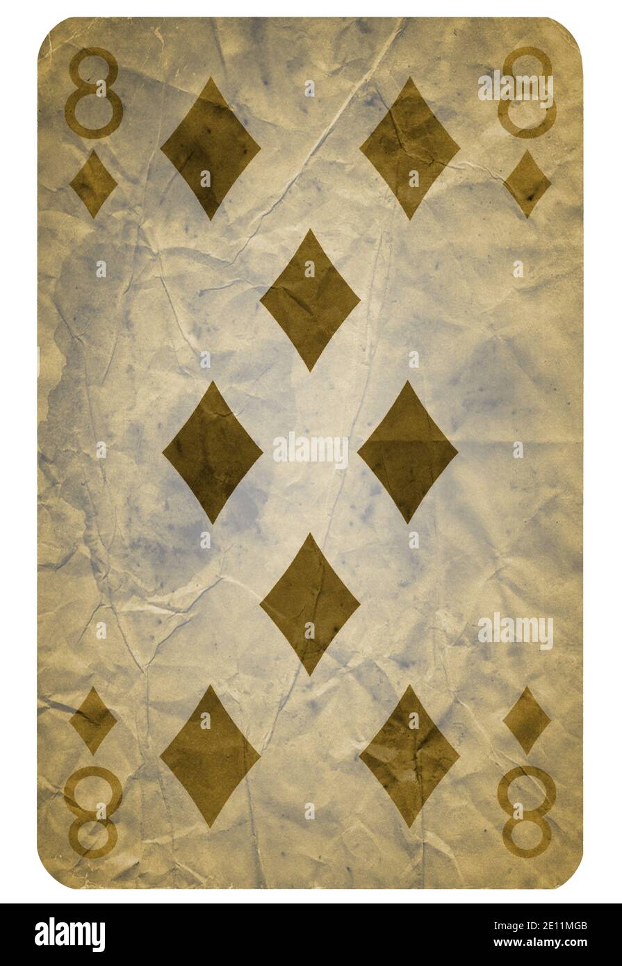 Vintage playing cards of Diamond suit, isolated on white background ...