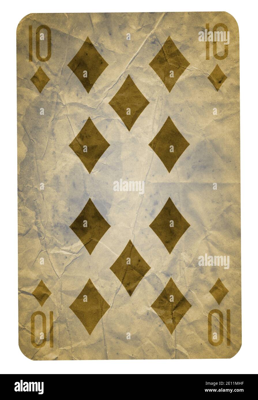 Vintage playing cards of Diamond suit, isolated on white background ...