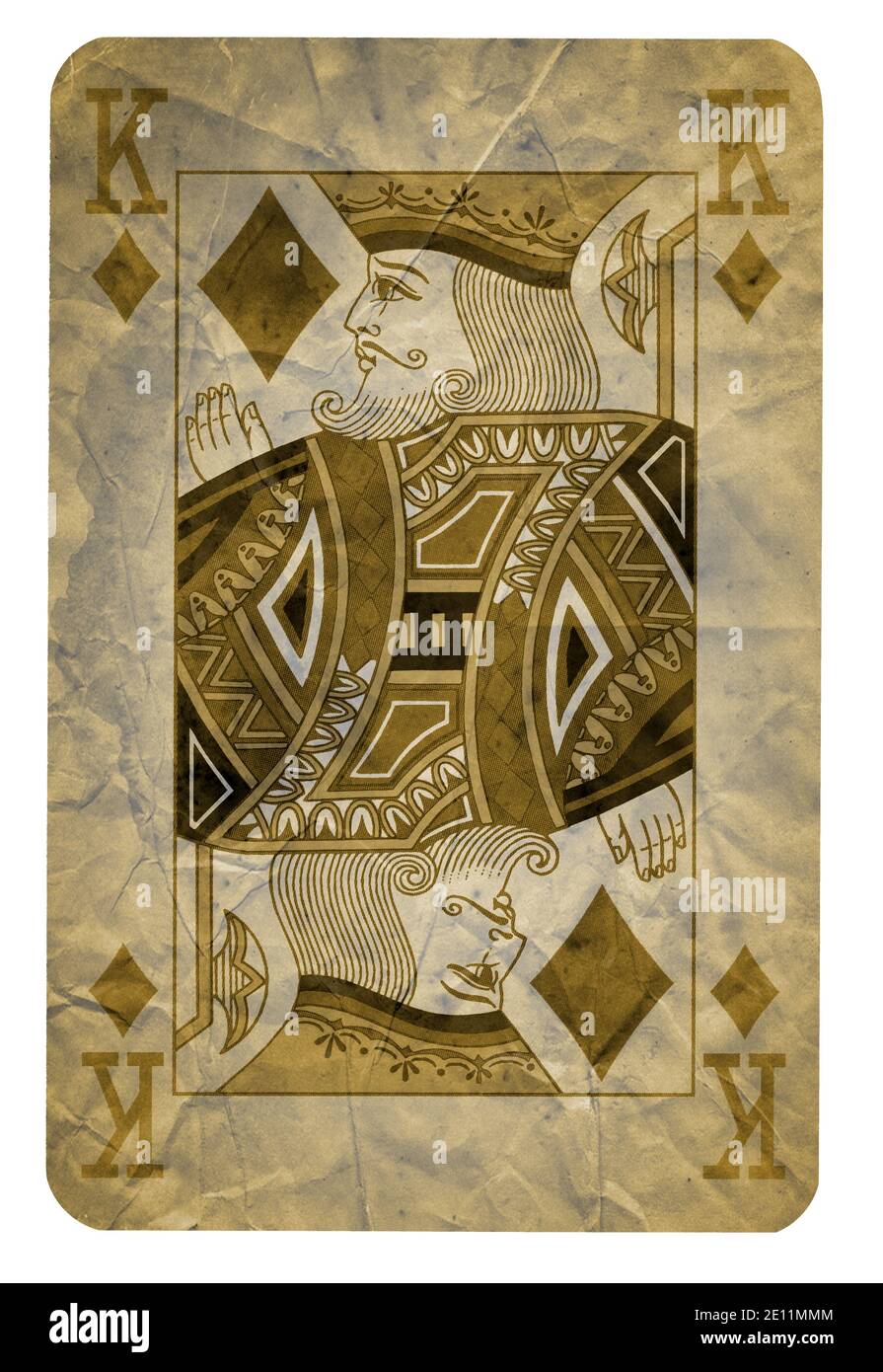 Vintage playing cards of Diamond suit, isolated on white background ...