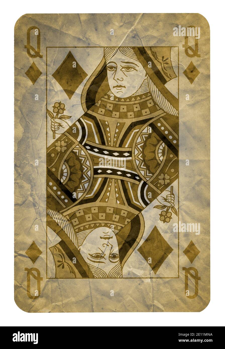 Vintage playing cards of Diamond suit, isolated on white background ...