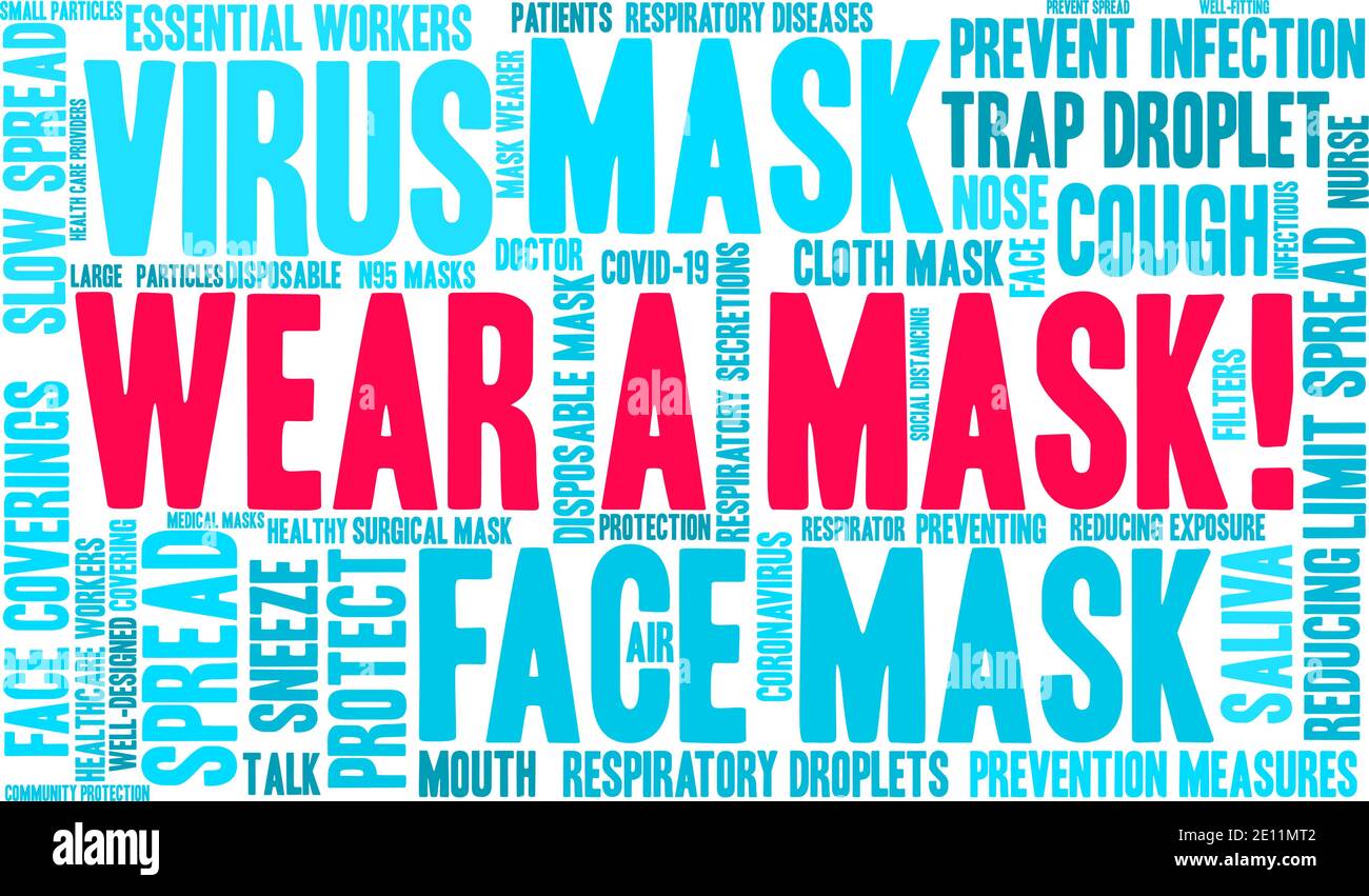 Wear a Mask word cloud on a white background Stock Vector Image & Art ...