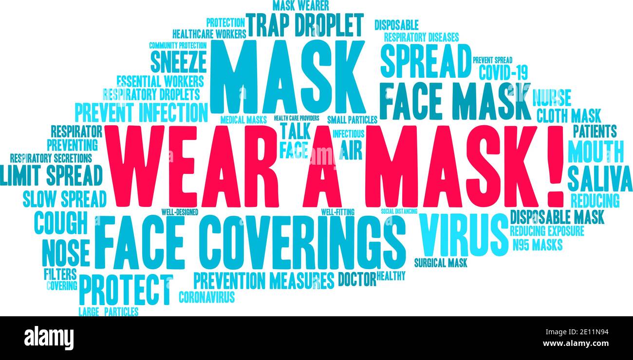 Wear a Mask word cloud on a white background Stock Vector Image & Art ...