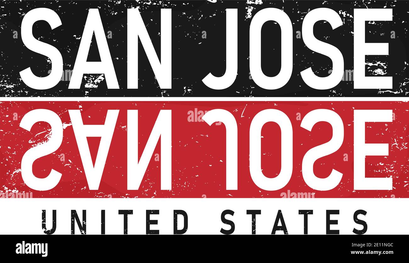 San Jose, USA lettering in original style. US cities typographic script ...