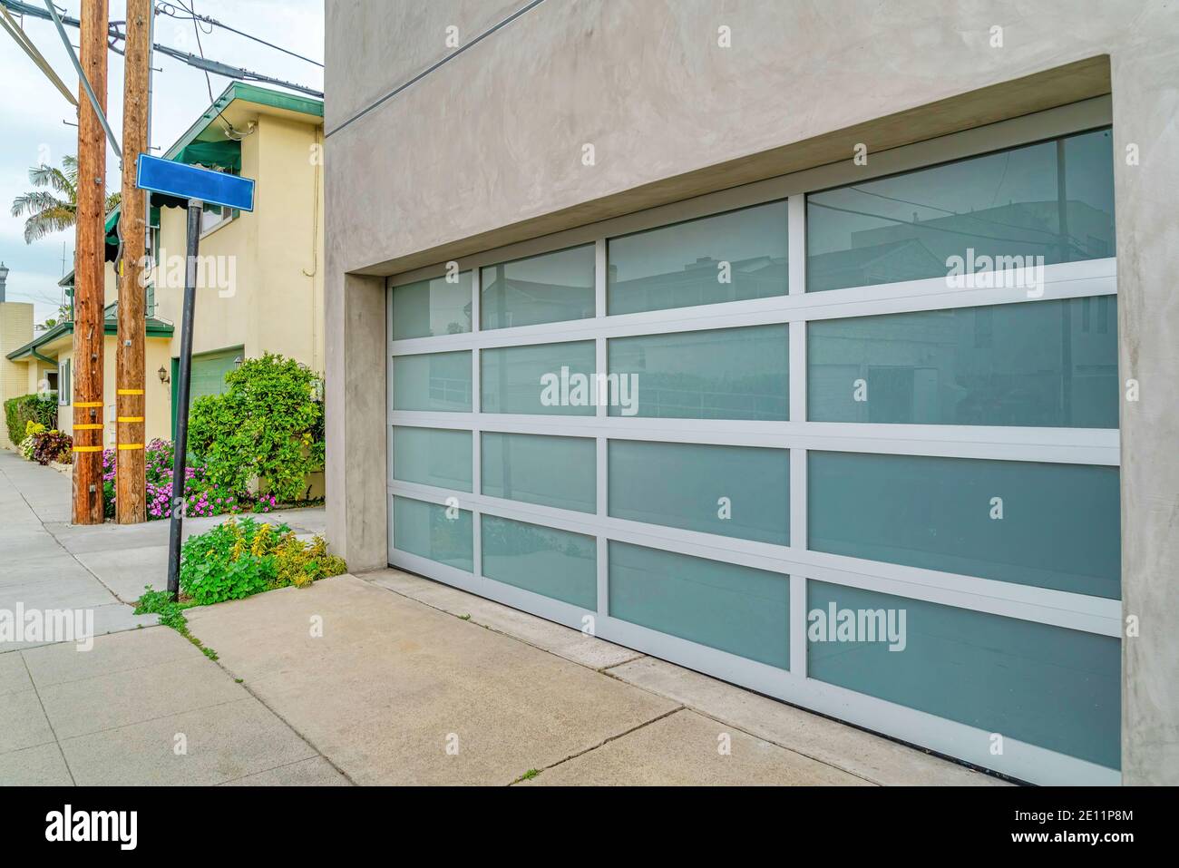 Exterior of the garage of house in a neighborhood in Long Beach ...