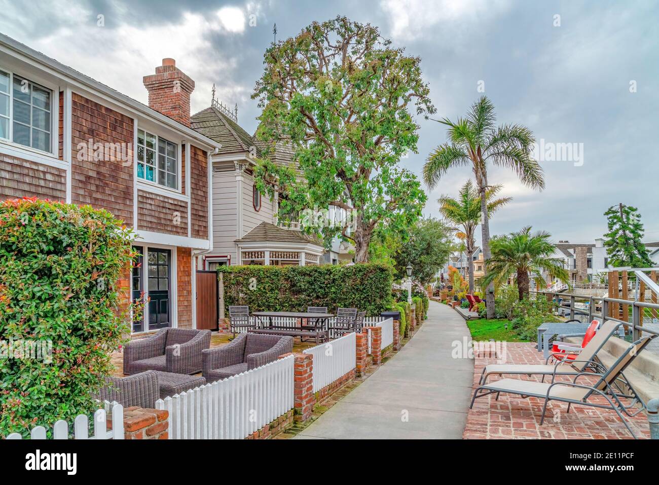 Picture perfect coastal neighborhood in Long Beach California on a ...