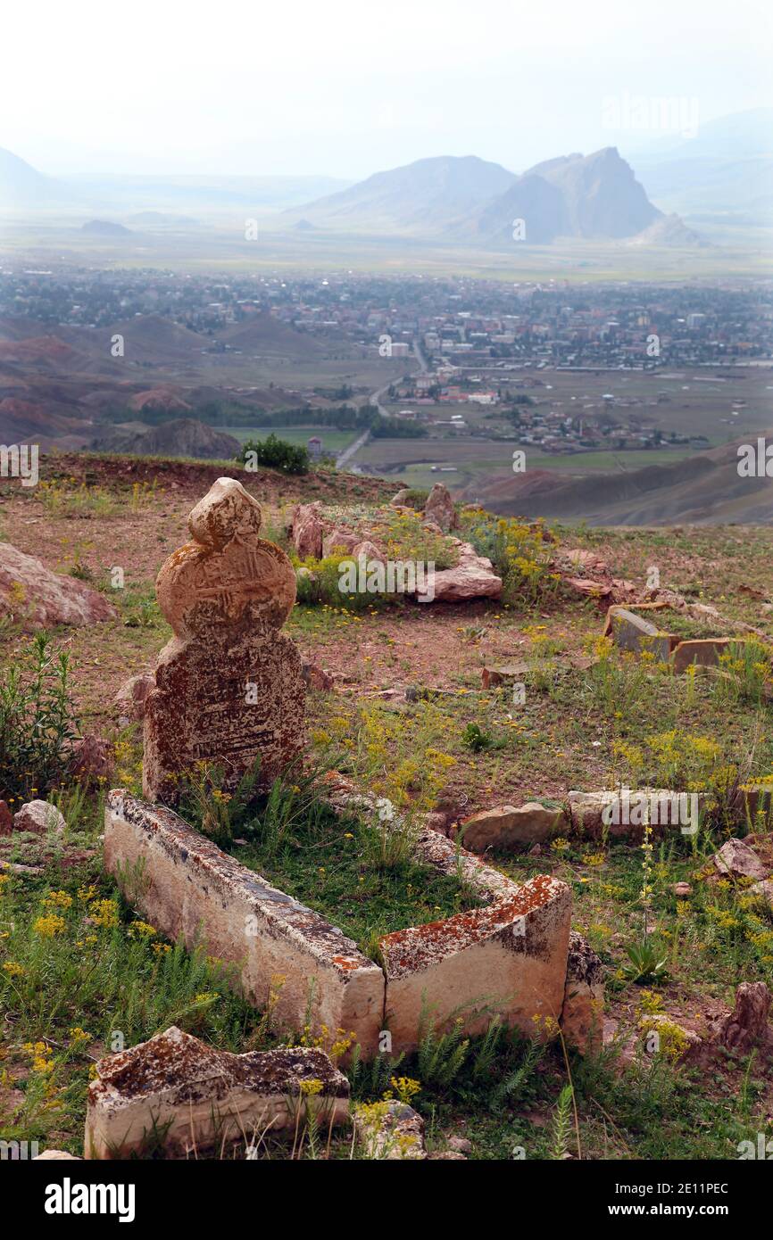 Old Ottoman graves near the Ishak Pasha palace at Dogubeyazit in Agri ...