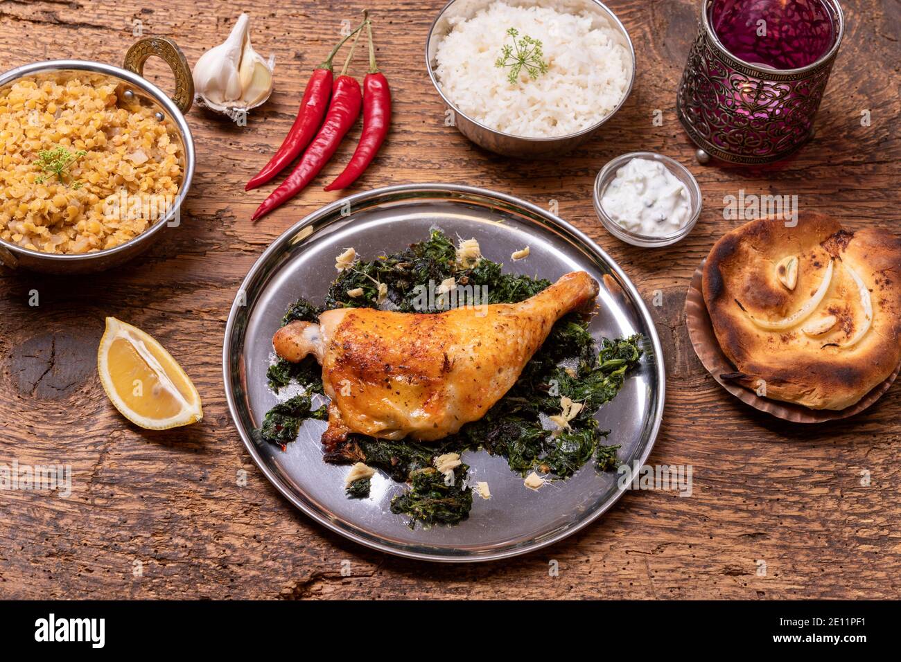 Indian murgh palak curry dish hi-res stock photography and images - Alamy