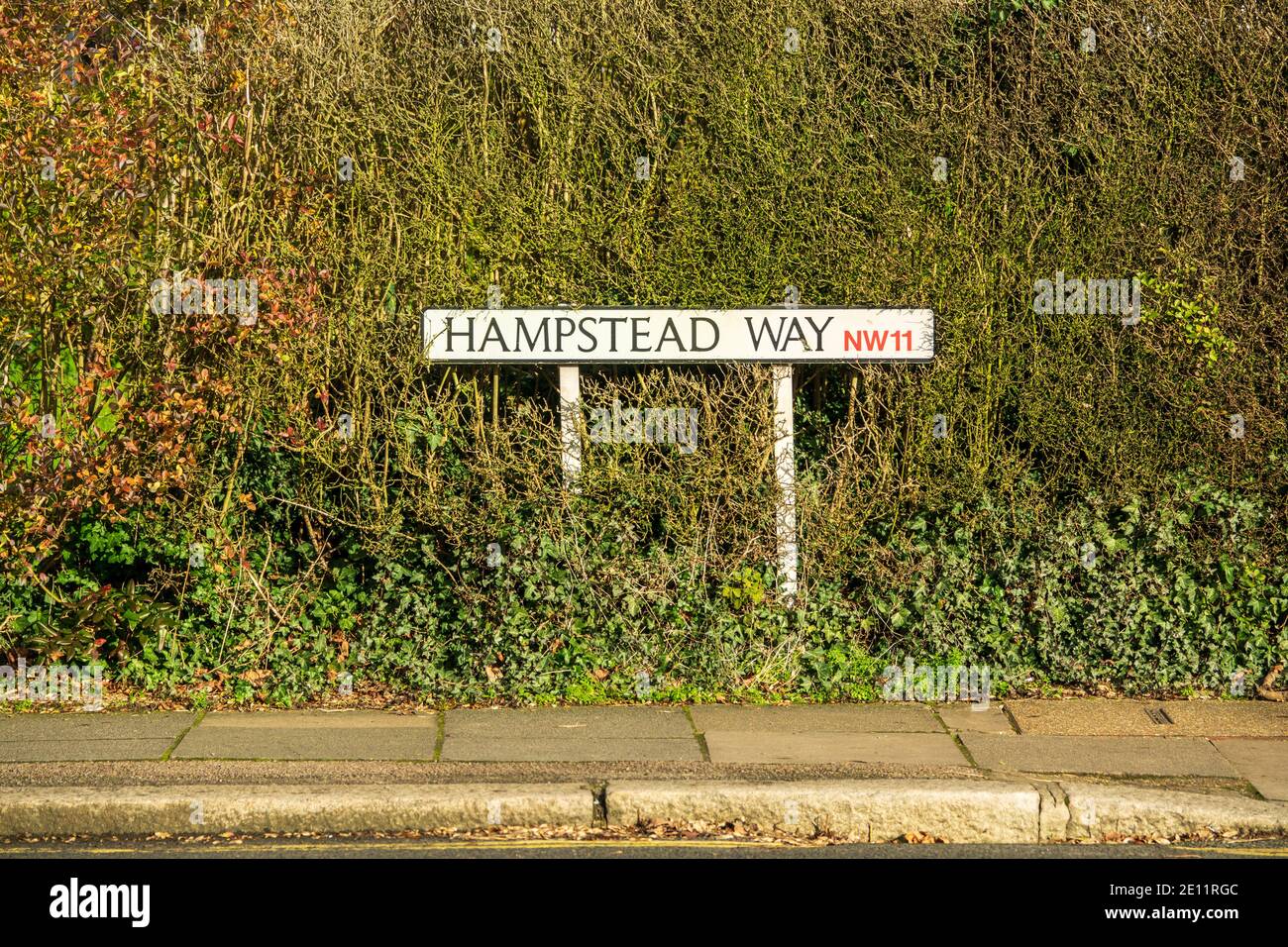 Hampstead Way road sign in Hampstead Garden Suburb, NW11 Stock Photo ...
