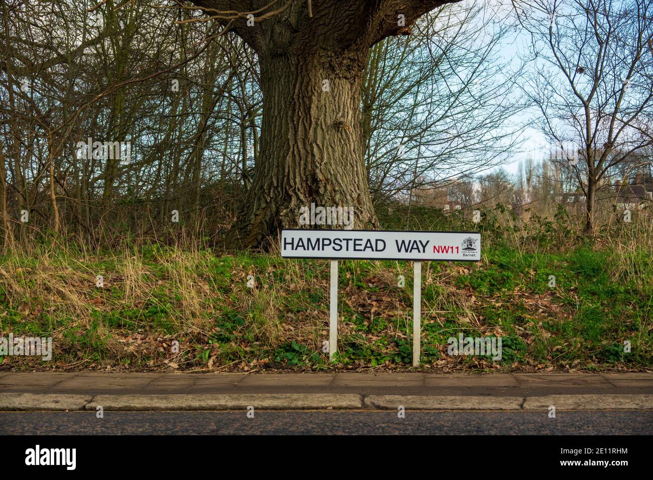 Hampstead Way road sign in Hampstead Garden Suburb, NW11 Stock Photo ...