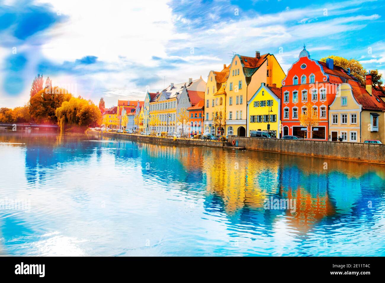 Landshut, Colorful Houses At The Isar River, Bavaria Stock Photo - Alamy