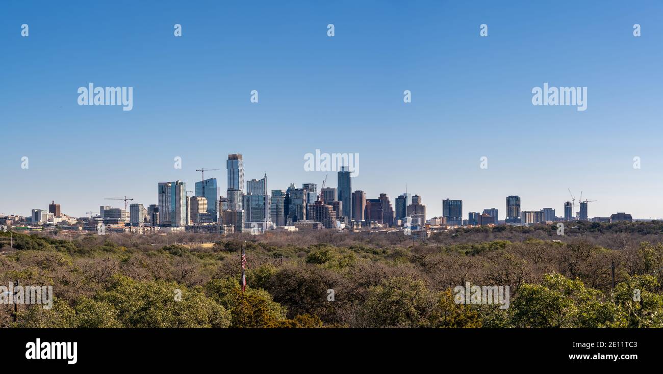 Aerial View of Downtown Austin Architecture With Clear Blue Skies Stock ...