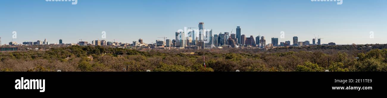 Large Panoramic View of Downtown Austin In a Clear Winter day Stock ...