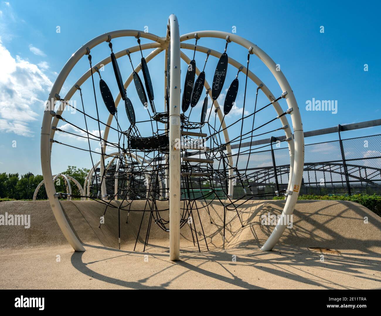 Climbing Ropes In The Frankfurt Harbor Park, Germany Stock Photo - Alamy