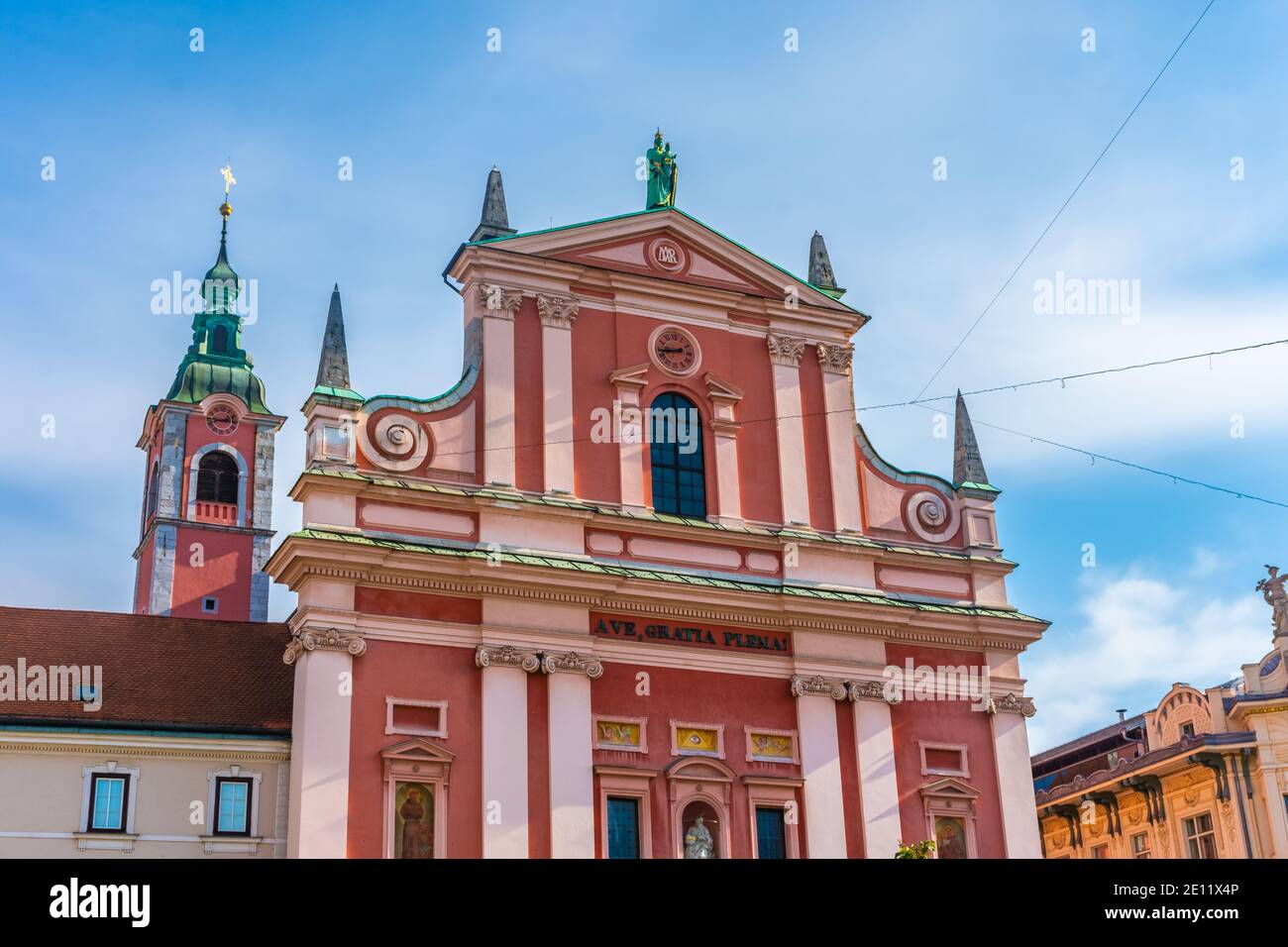 Red Church in Ljubljana Historic Center, Slovenia Stock Photo - Alamy
