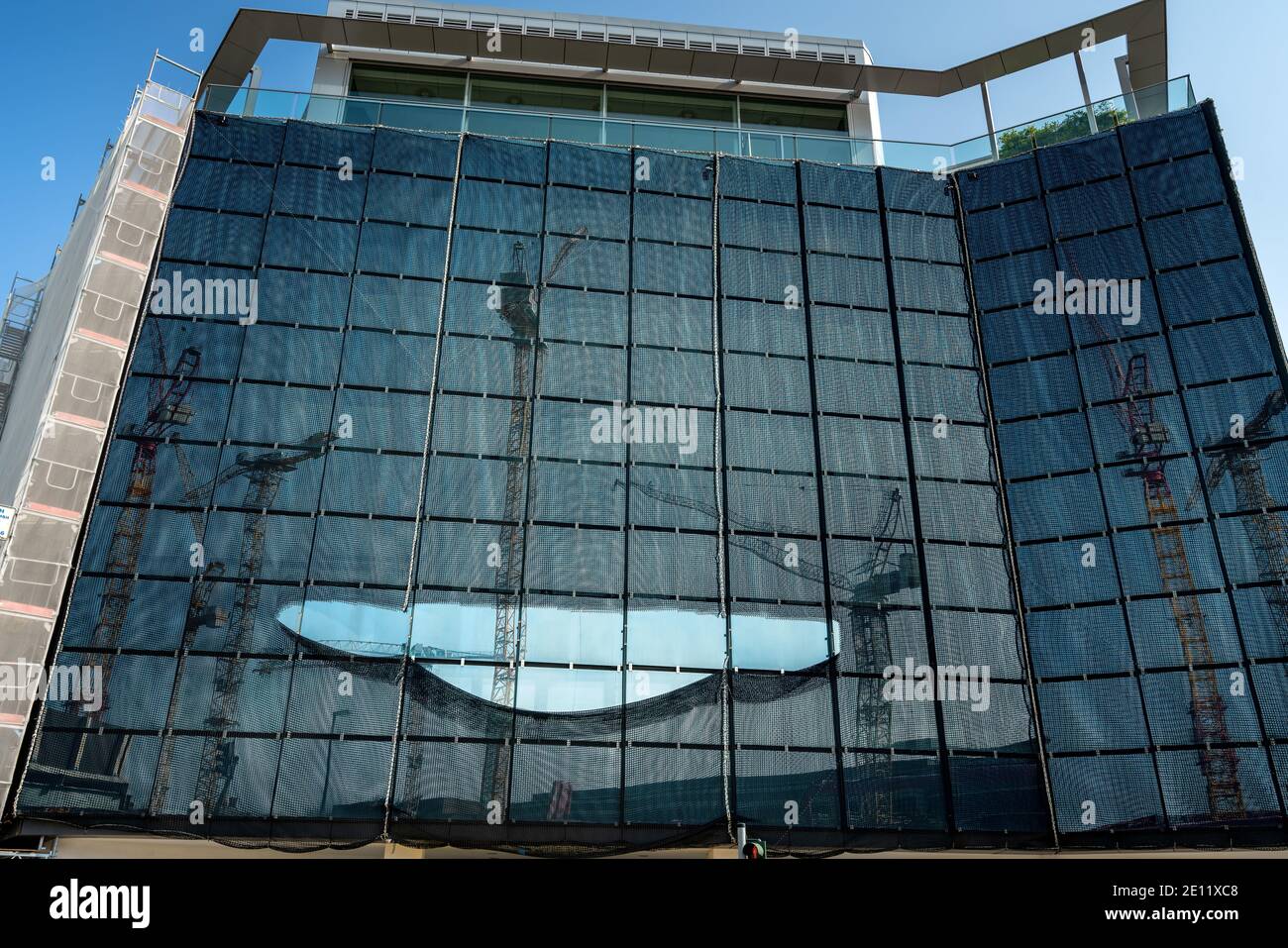 Facade Protection On A Building Next To A Construction Site Stock Photo ...