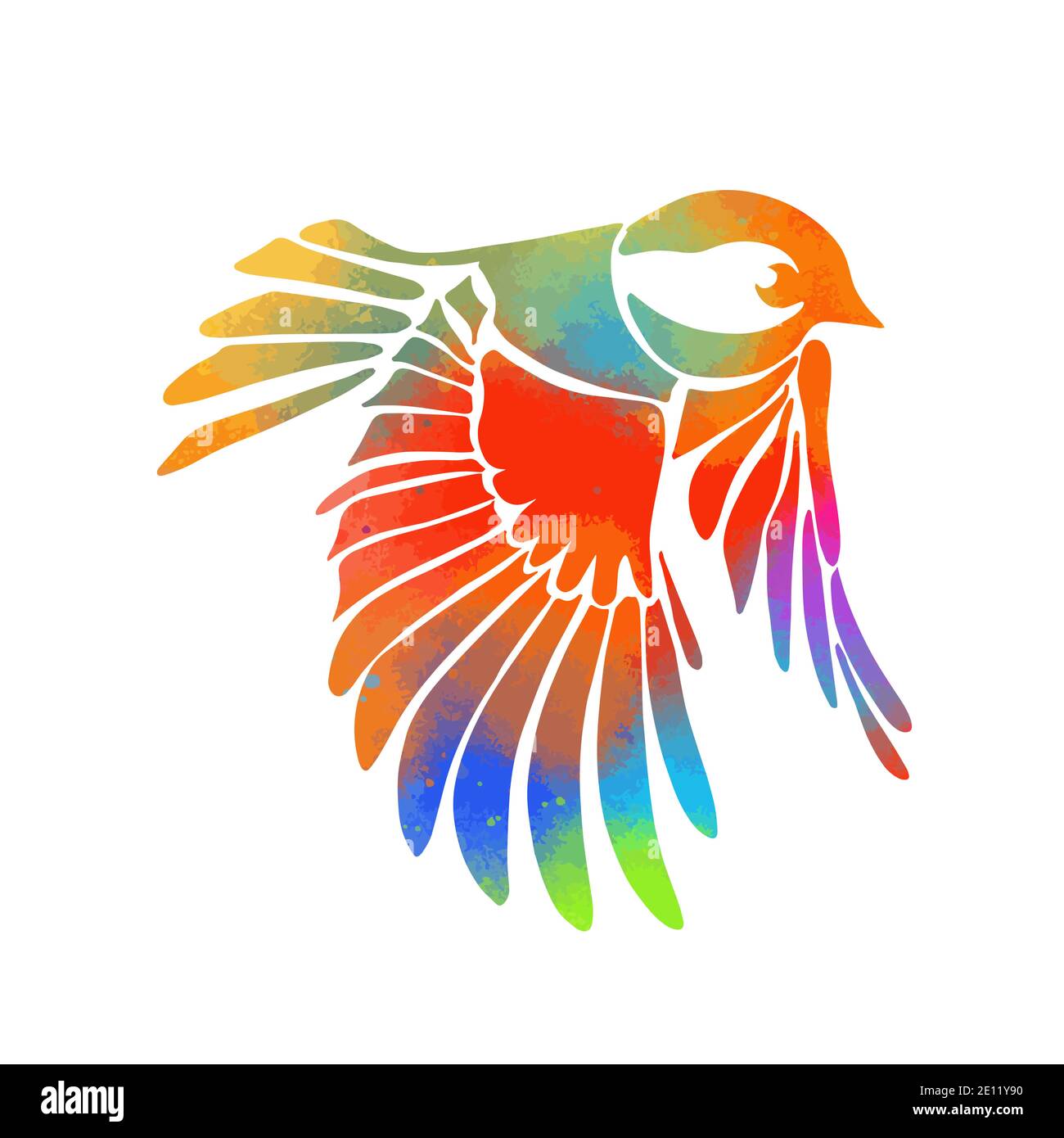 A multi-colored flying decorative bird. Vector illustration Stock ...