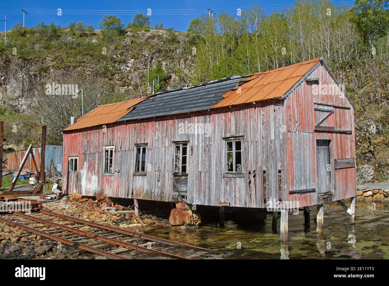 Old Boat Hut At The Fjord Of Lyngsnes On The Island Ytre-Vikna Stock ...