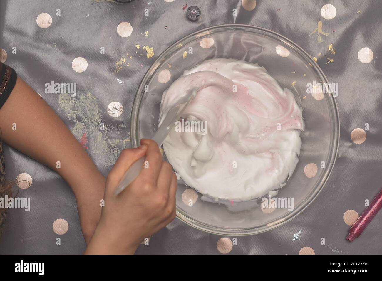 Kids activity of making slime as a science experiment for children to ...