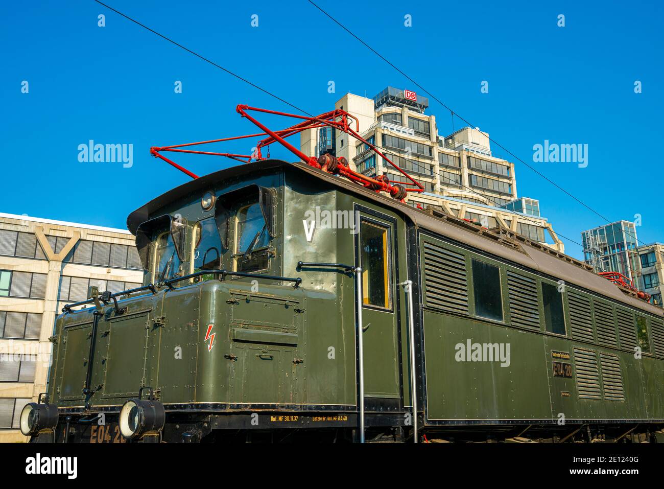 Locomotive In Front Of The Seat Of Deutsche Bahn In Frankfurt Stock ...