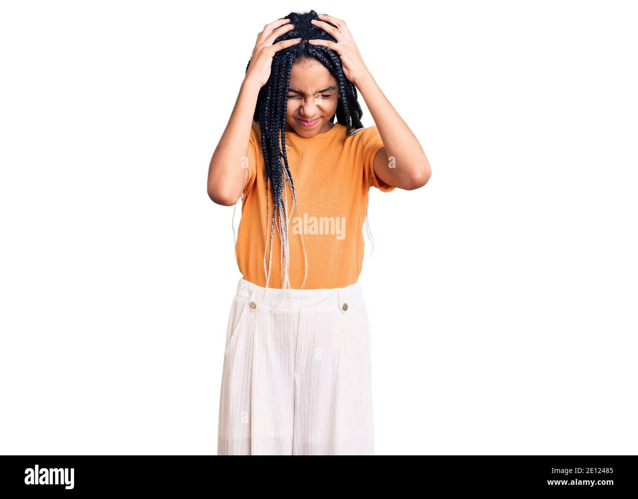 Cute african american girl wearing casual clothes suffering from ...
