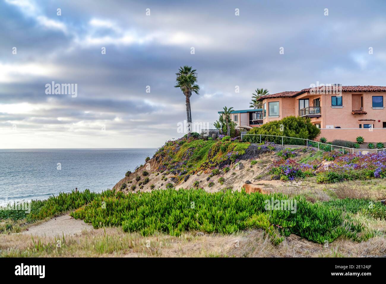 House with ocean and sky background view at San Diego California ...
