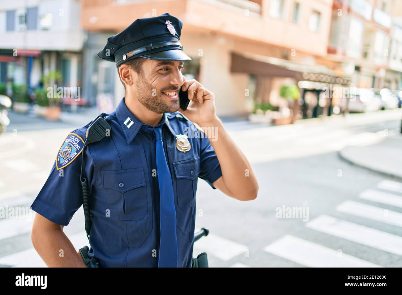 Smiling authority face to face standing communication hi-res stock ...