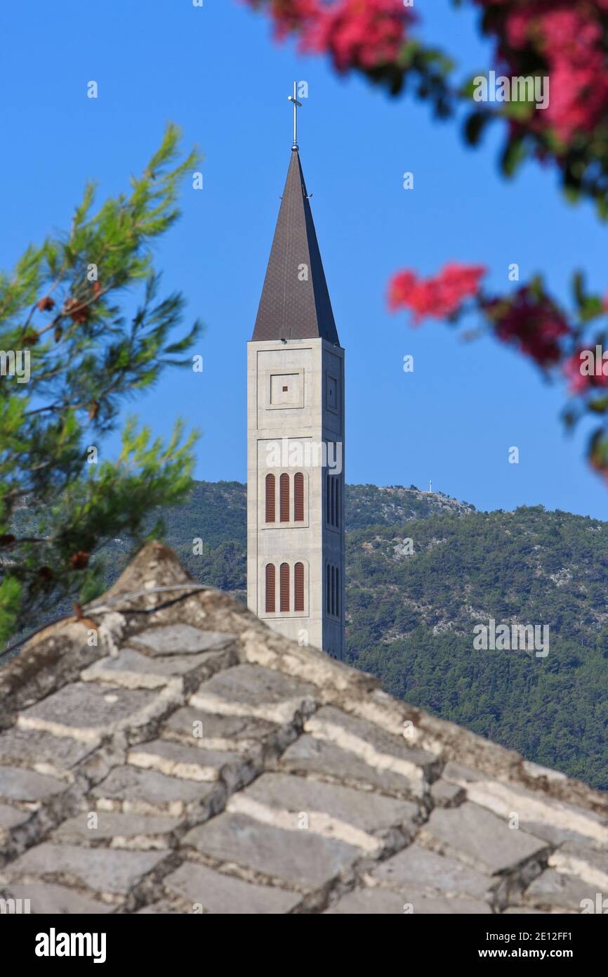 View at the Mostar Peace Bell Tower (2000) from the Koski Mehmed Pasha ...