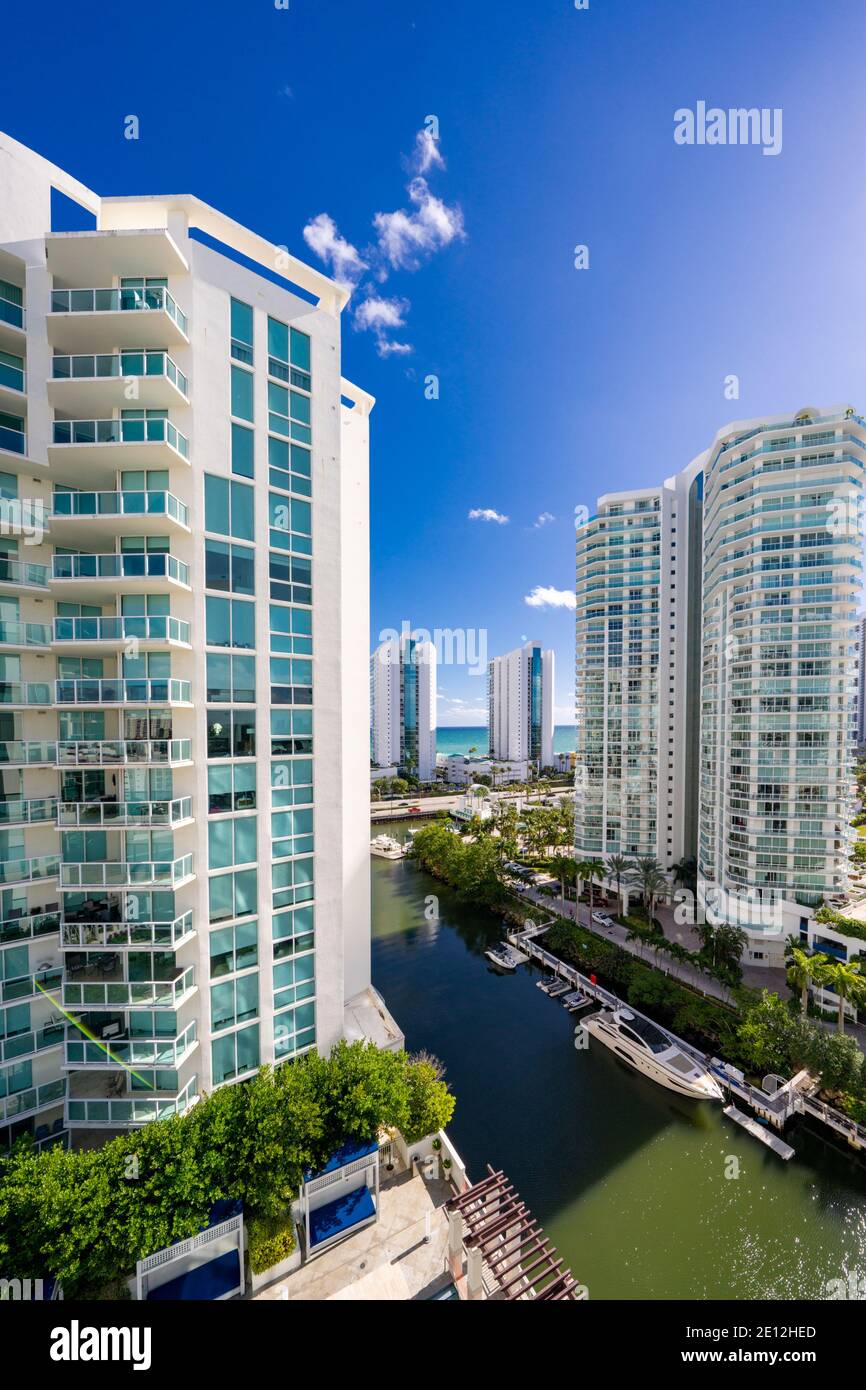 Buildings with canal aerial photo Stock Photo - Alamy