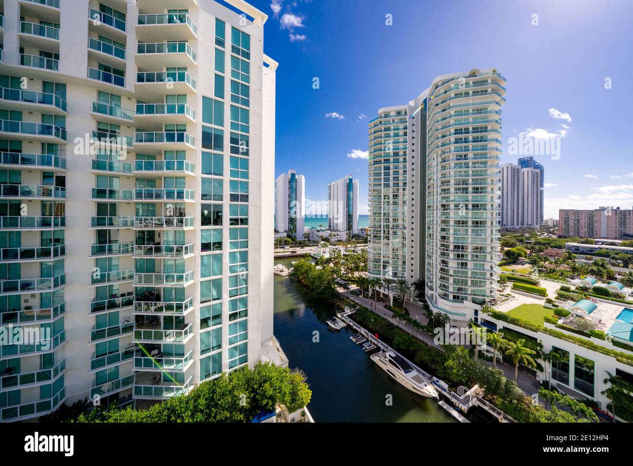 Buildings with canal aerial photo Stock Photo - Alamy