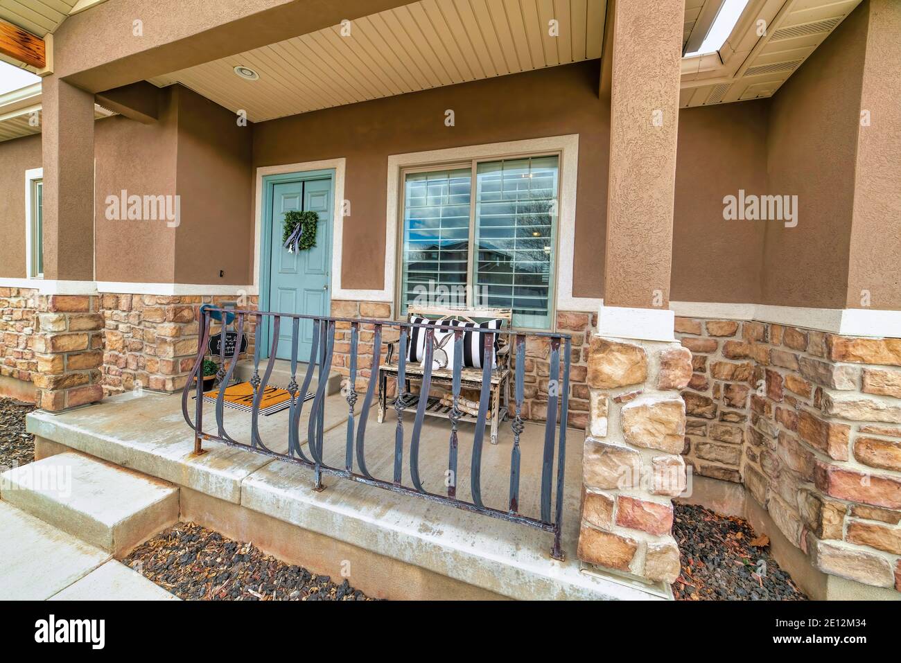 Flagstone Steps Curved Front Porch