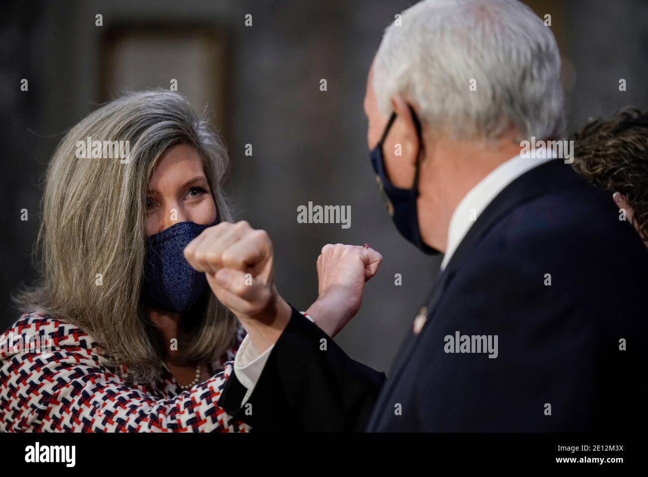 United States Senator Joni Ernst (Republican of Iowa) greets Vice ...
