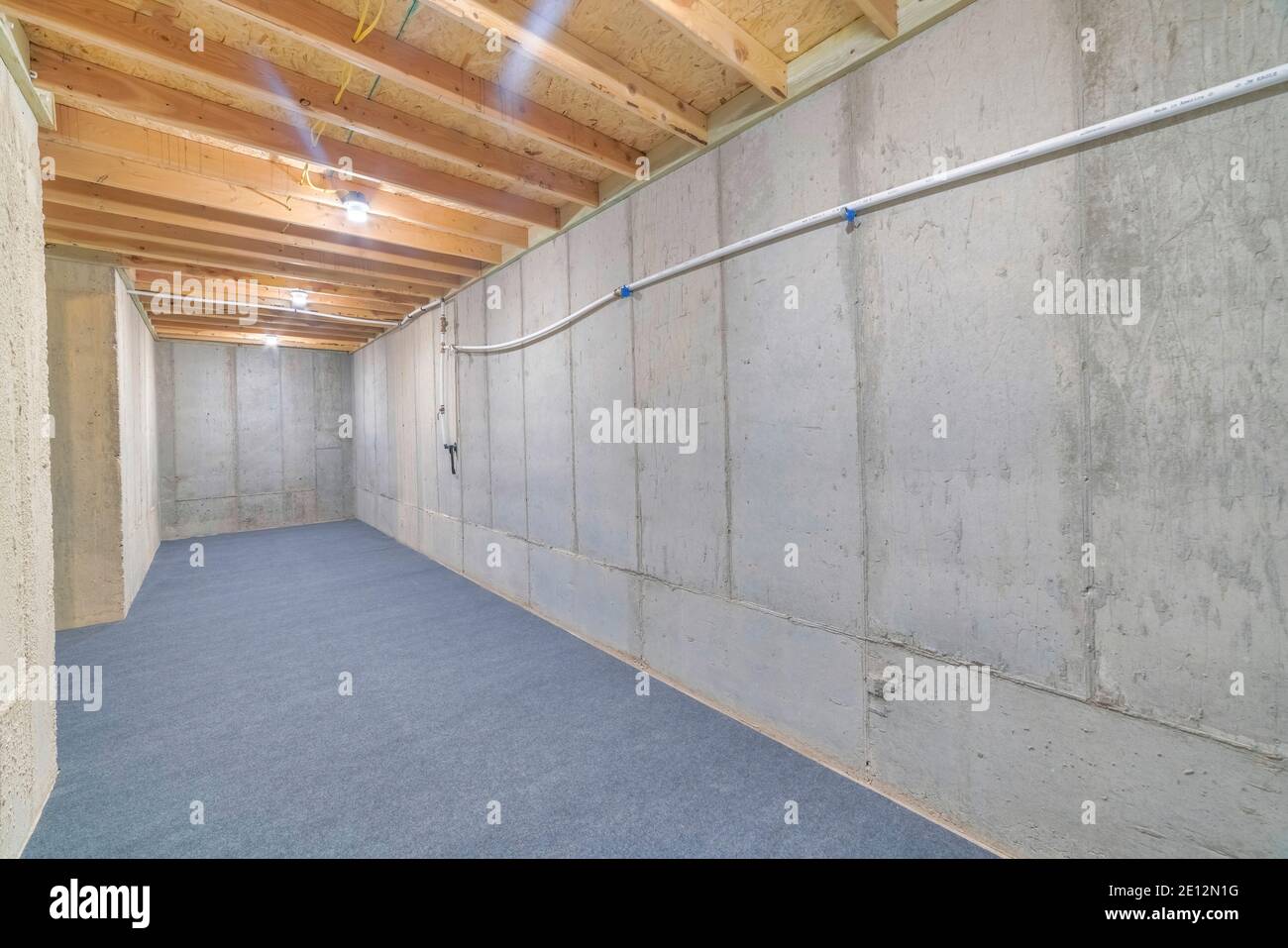 Inside the empty cold storage room of house used for storing perishable ...