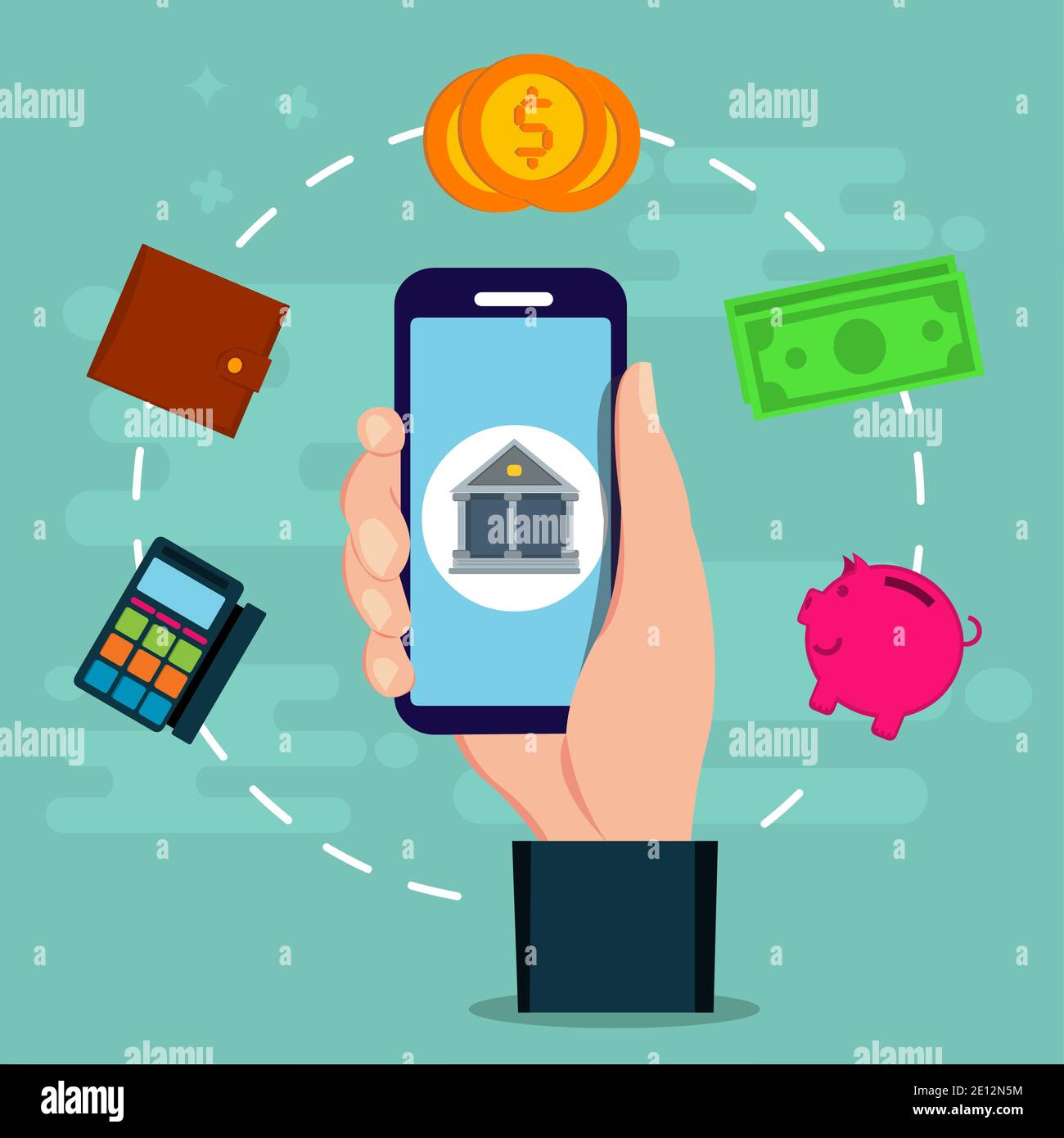 online banking use smartphone concept vector illustration in flat style ...