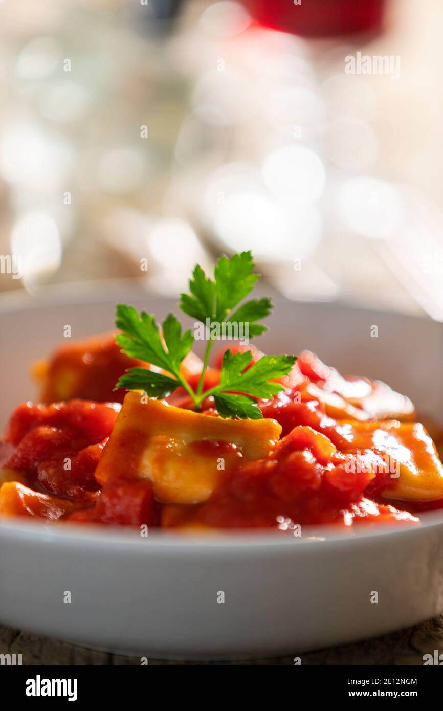 Glass red wine ravioli pasta hi-res stock photography and images - Alamy
