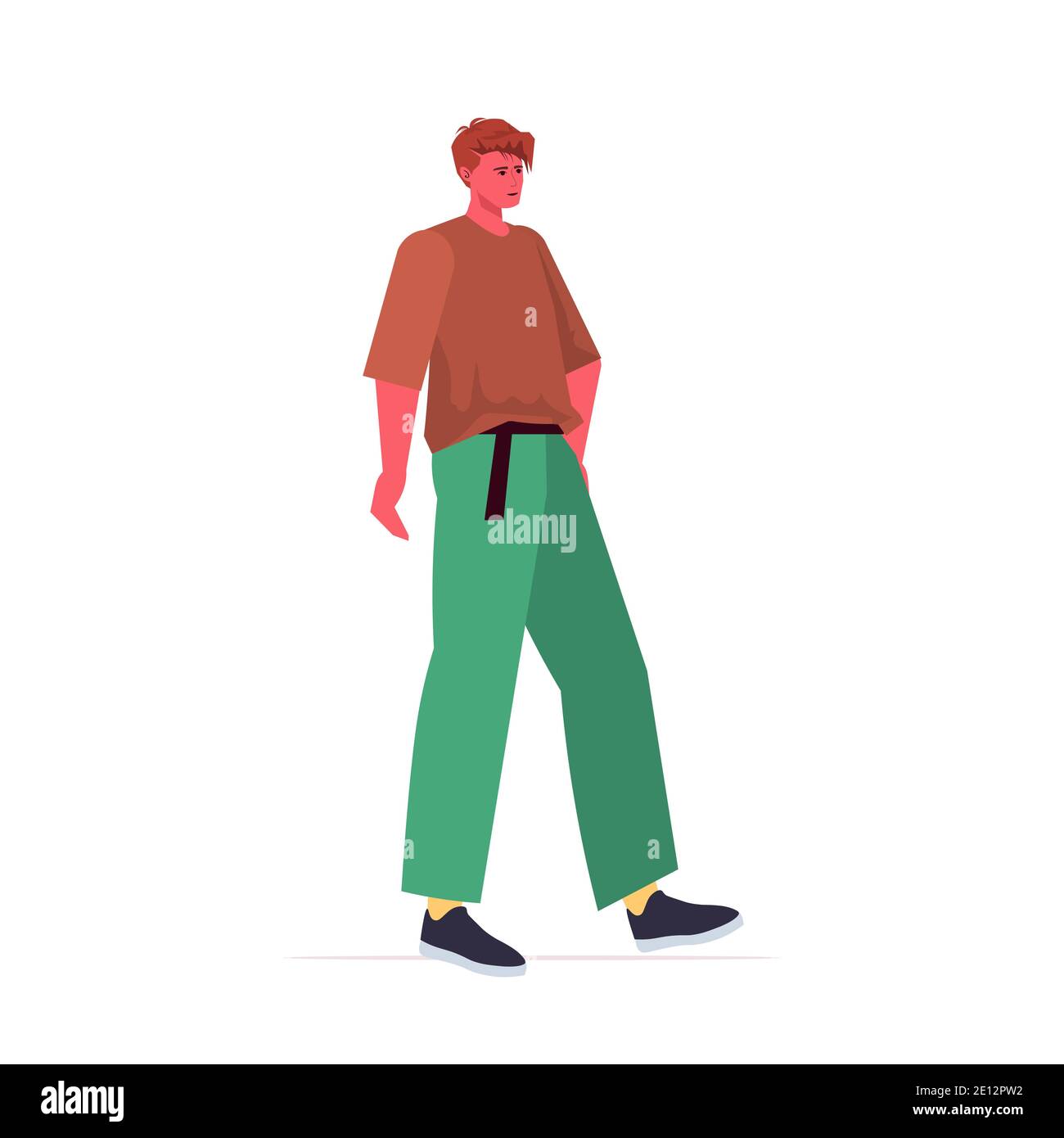 young man in casual trendy clothes male cartoon character standing pose ...
