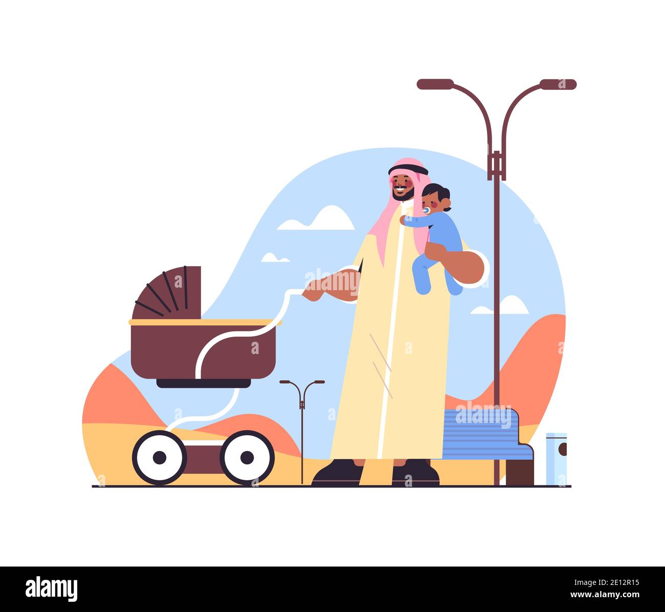 arab father walking outdoor with little baby son fatherhood parenting ...