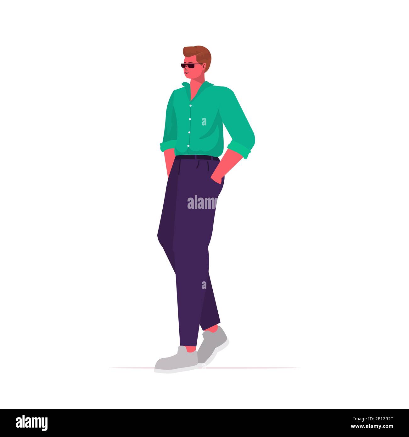 young man in casual trendy clothes male cartoon character standing pose ...