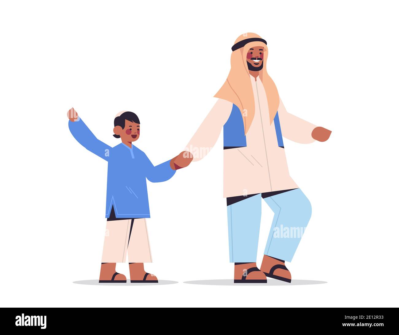 young arab father walking with son parenting fatherhood concept dad ...
