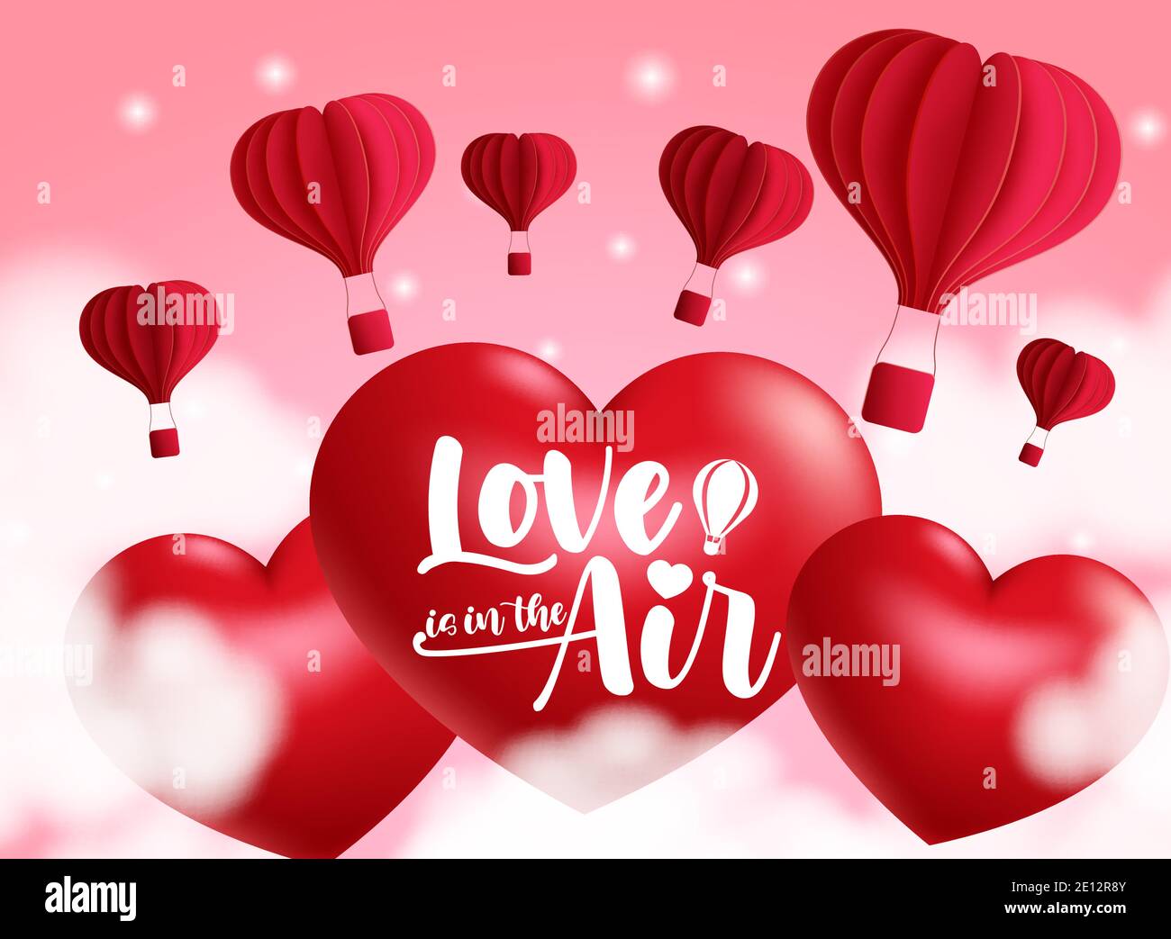 Valentine's vector background design. Love is in the air text with ...